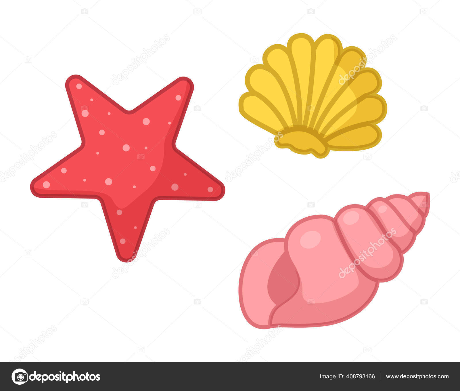 Sea organism, aquatic nautical shellfish, coral star, starfish, shell ...