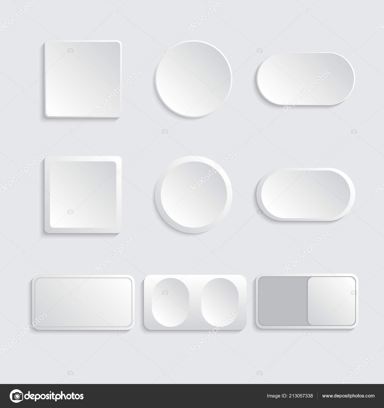 Buttons Switches Set White Color Vector Illustration Stock Vector Image ...