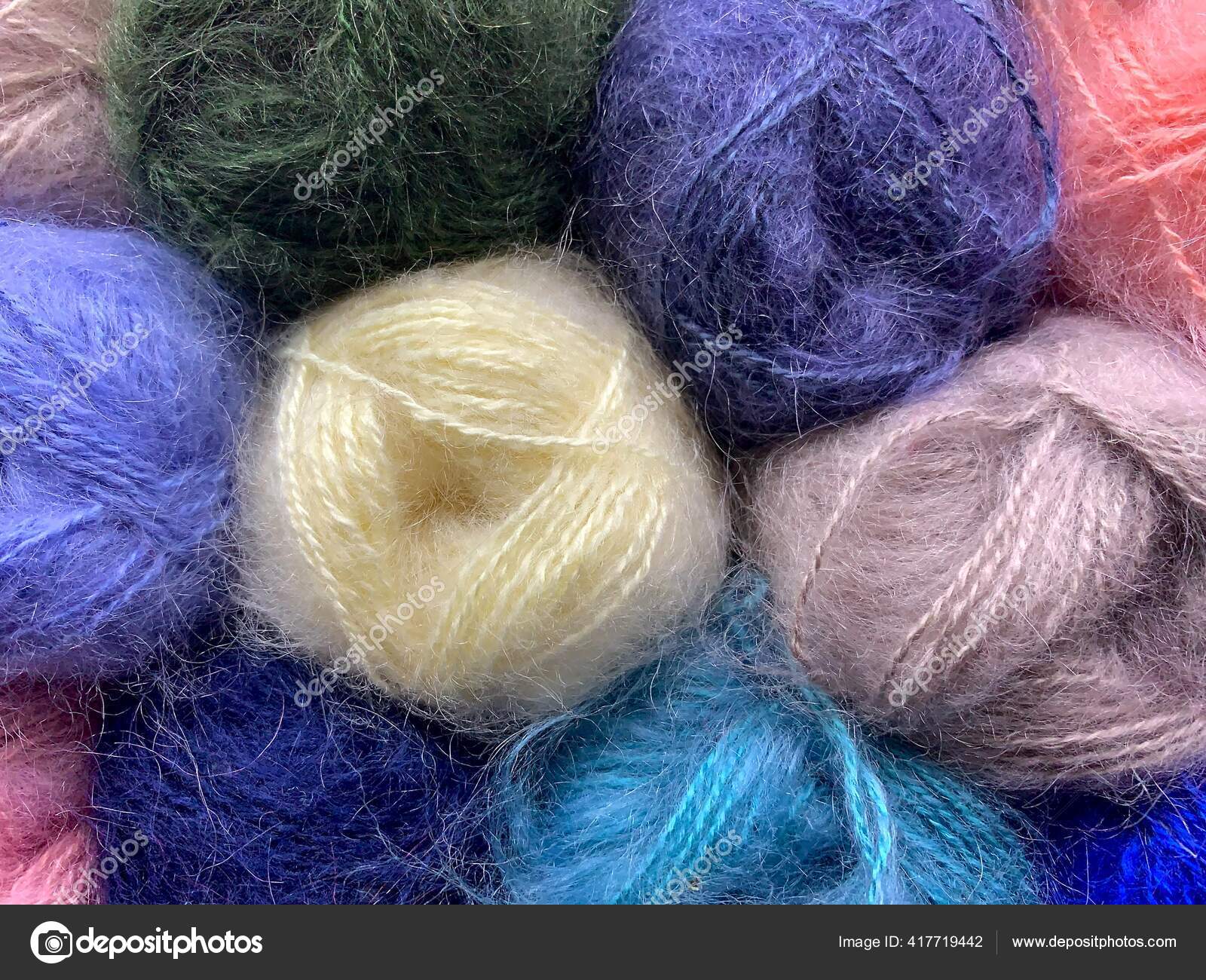 Background Made Mohair Wool Tangles Yarn Blue White Violet Purple ...
