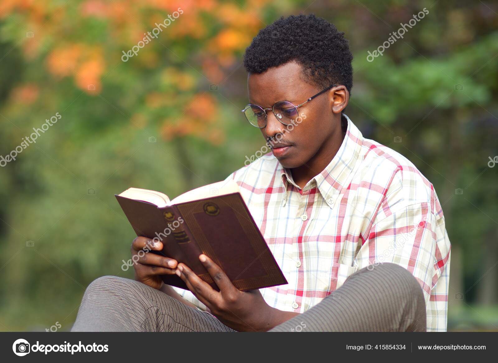 Portrait Serious Concentrated Young Black African Afro American ...