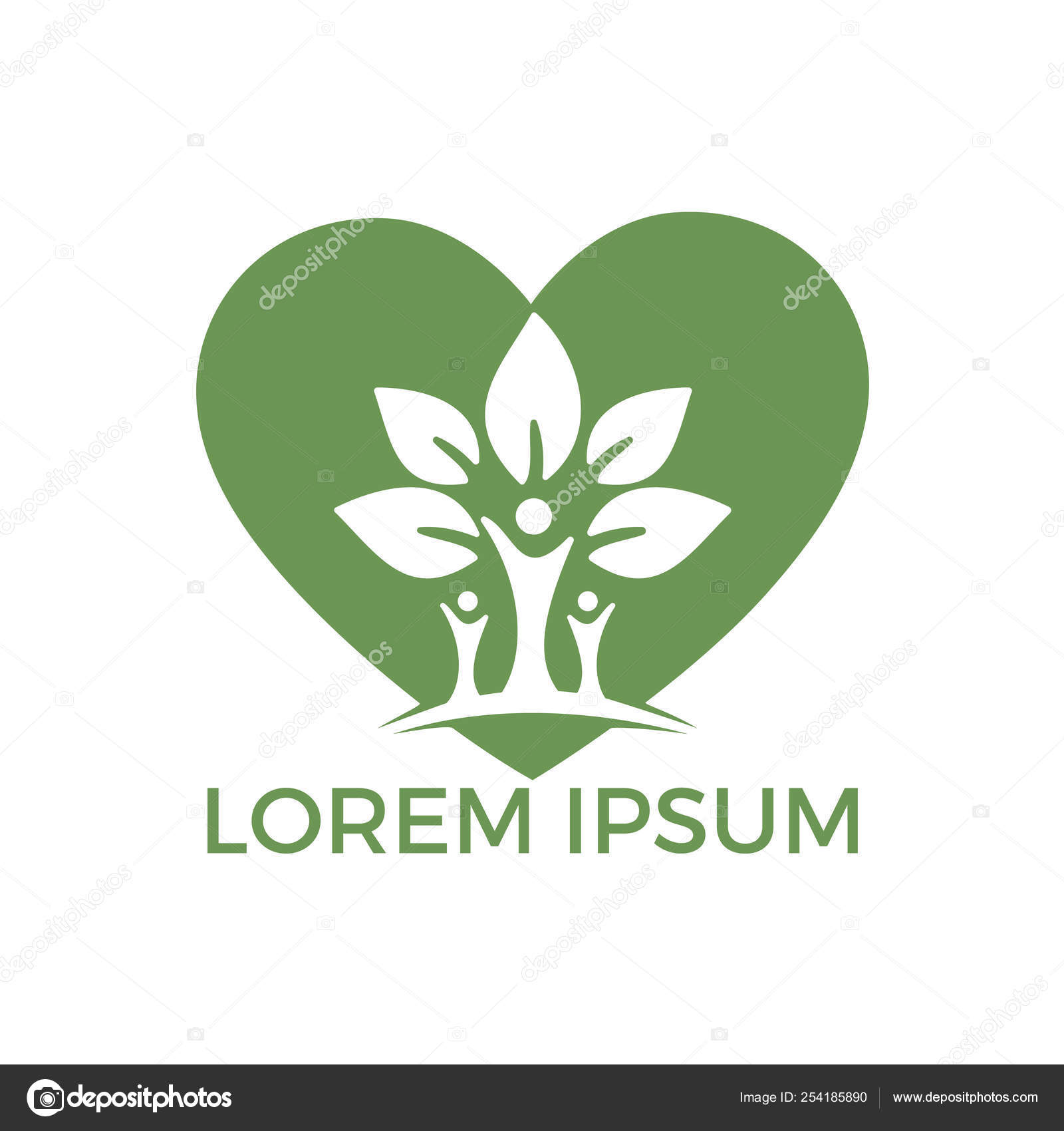 Family Tree Heart Logo Design Healthy People Tree Logo Joyful Stock ...