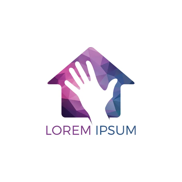 House and hand logo design. Insurance logo template. House care vector ...