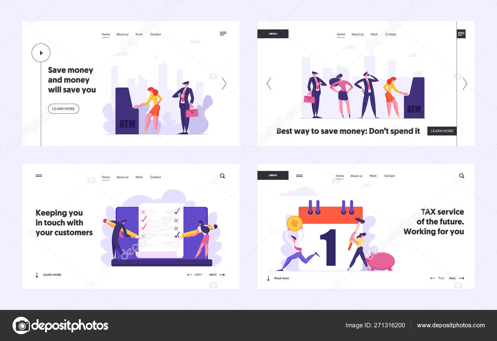 People Waiting in Queue Near ATM Landing Page. Cash Machine Concept ...