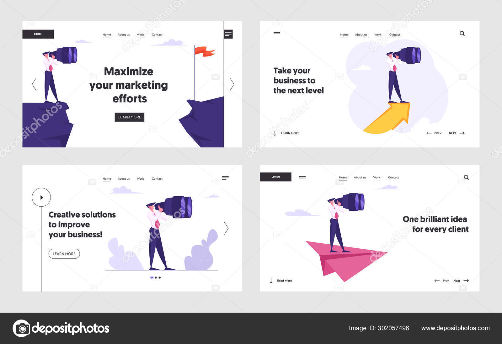 Visionary Forecast Prediction, Future Planning Website Landing Page Set ...