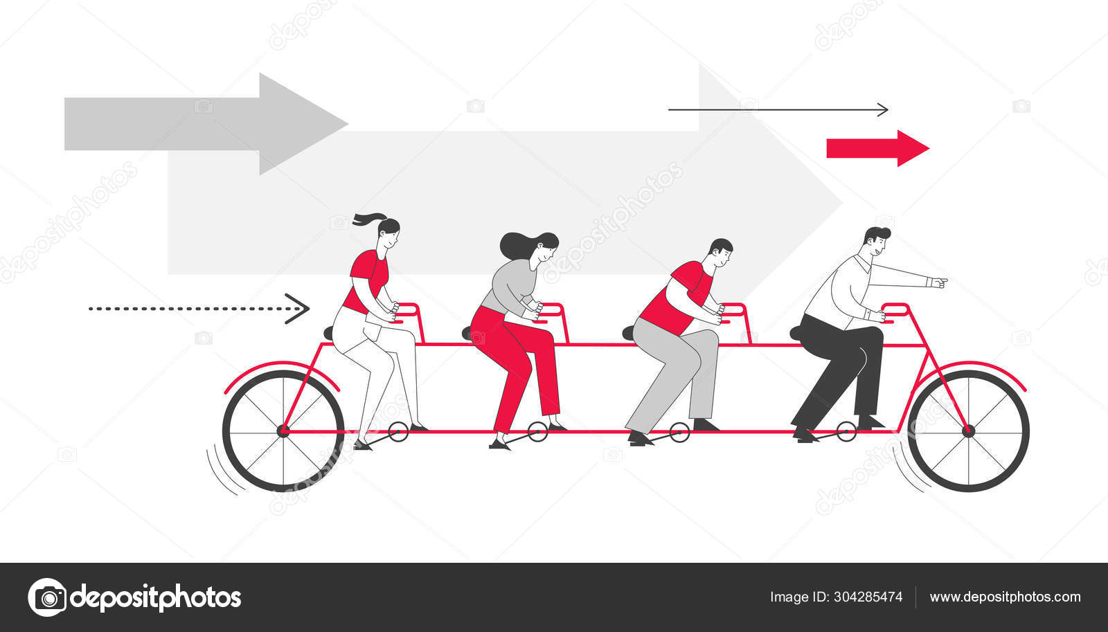 Business Team Riding Tandem Bicycle. Businessmen and Businesswomen ...