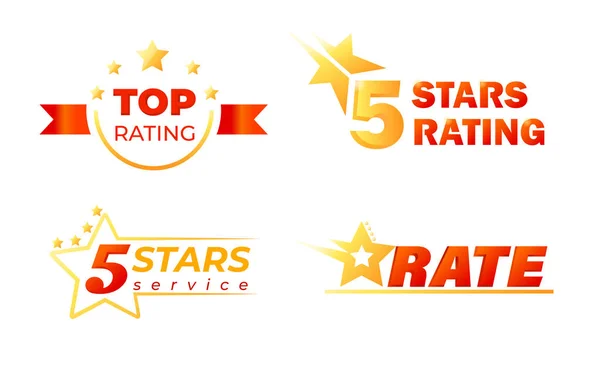 Golden Five stars round logo template set. Isolated Vector illustration ...