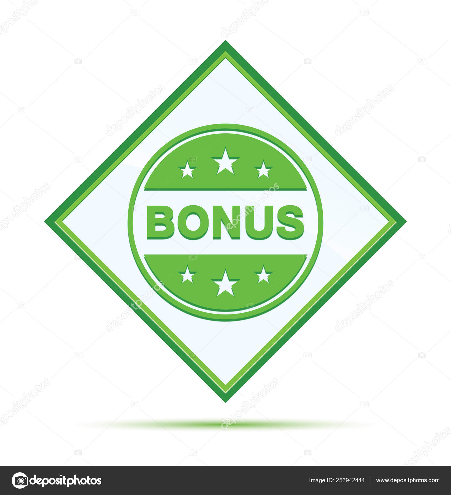 Bonus badge icon modern abstract green diamond button — Stock Photo ...
