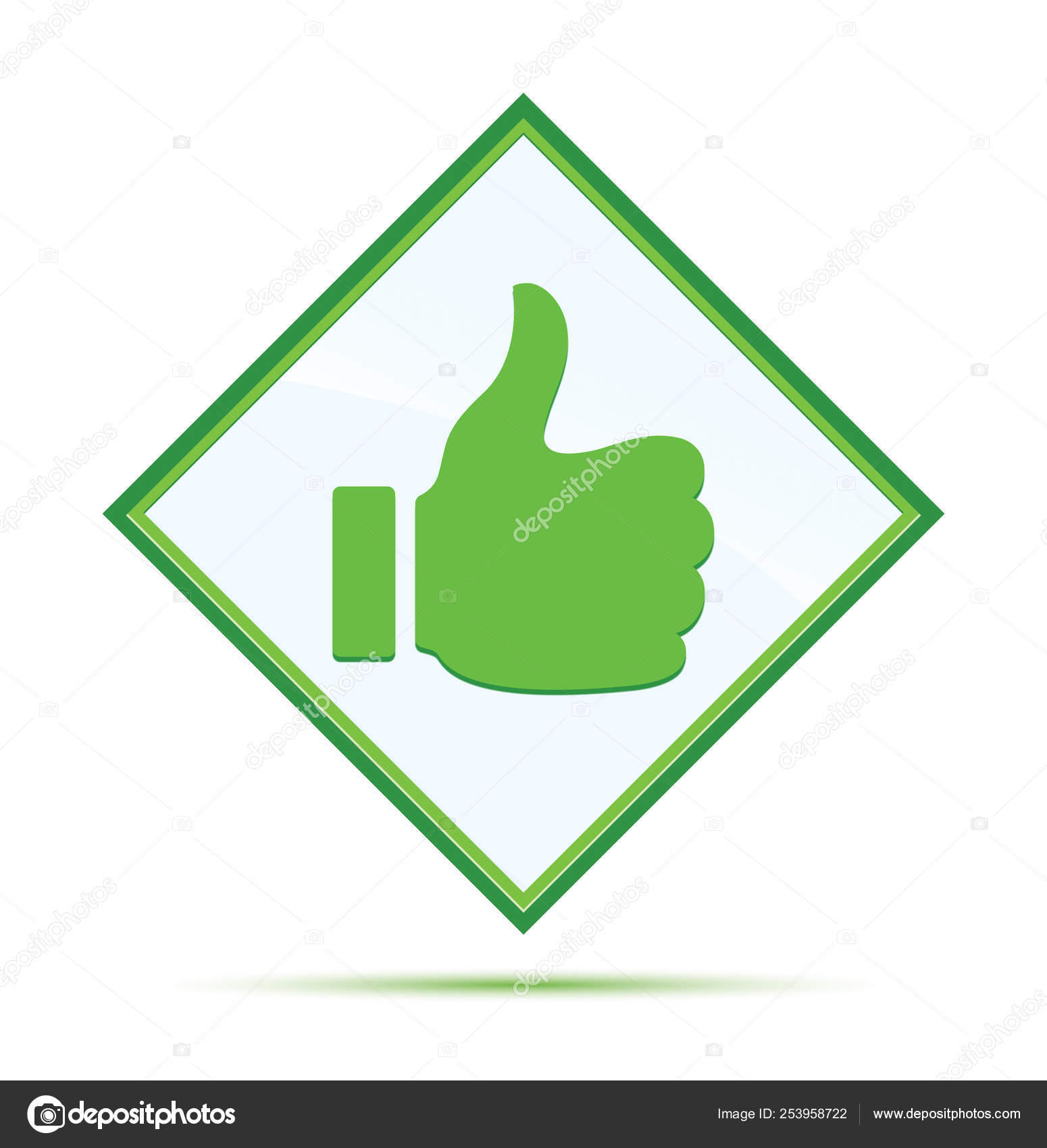 Thumbs up like icon modern abstract green diamond button — Stock Photo ...