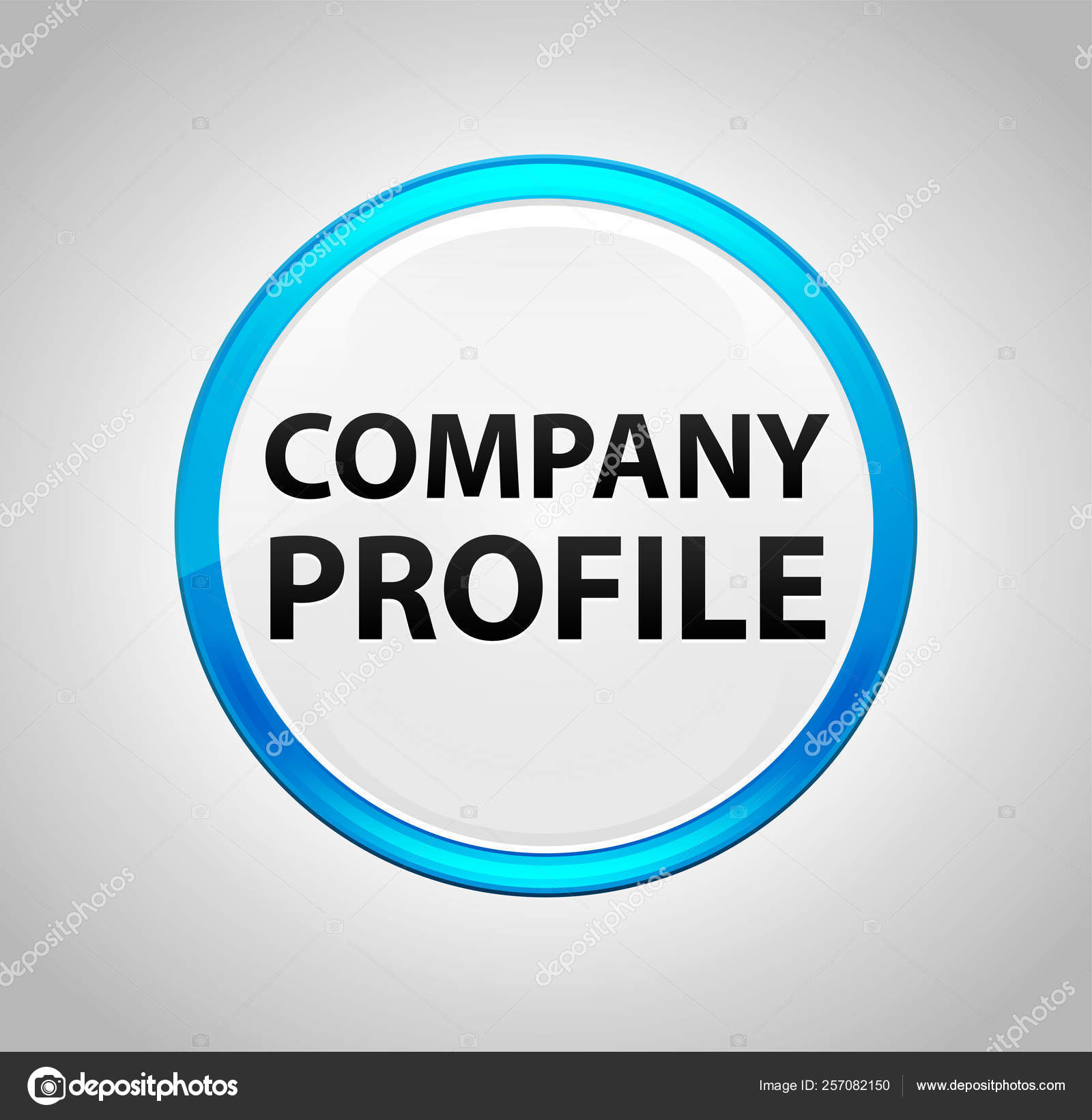 Company Profile Round Blue Push Button — Stock Photo © BlueJay18 #257082150