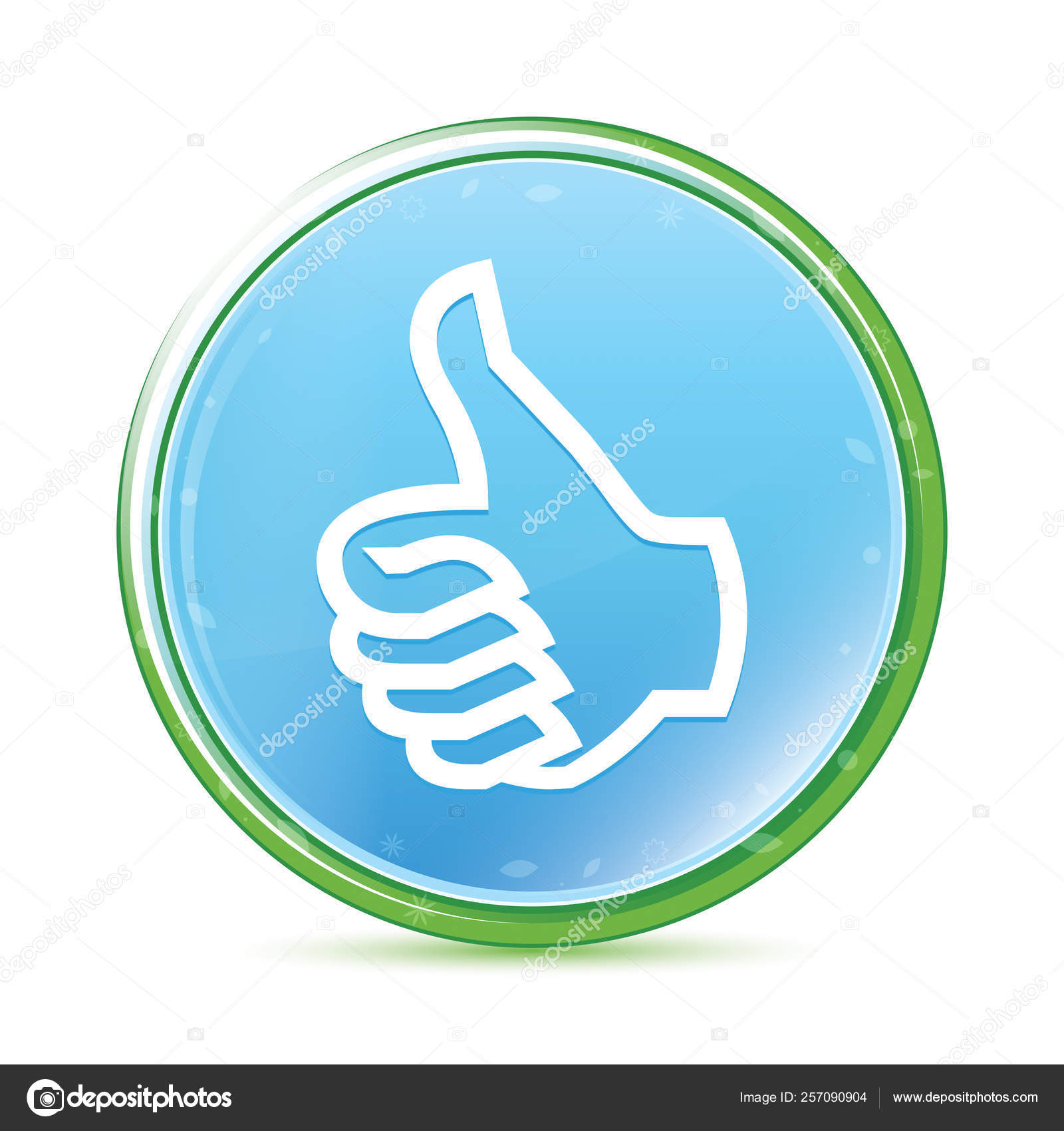 Thumbs up icon natural aqua cyan blue round button — Stock Photo ...