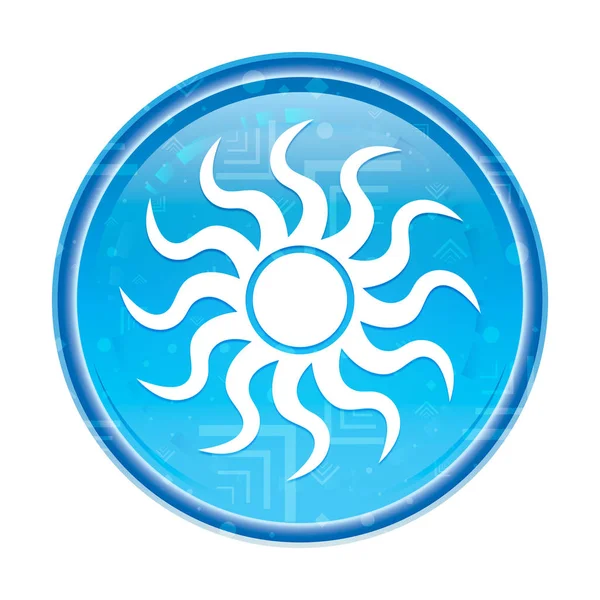 Sun icon floral blue round button - Stock Image - Everypixel