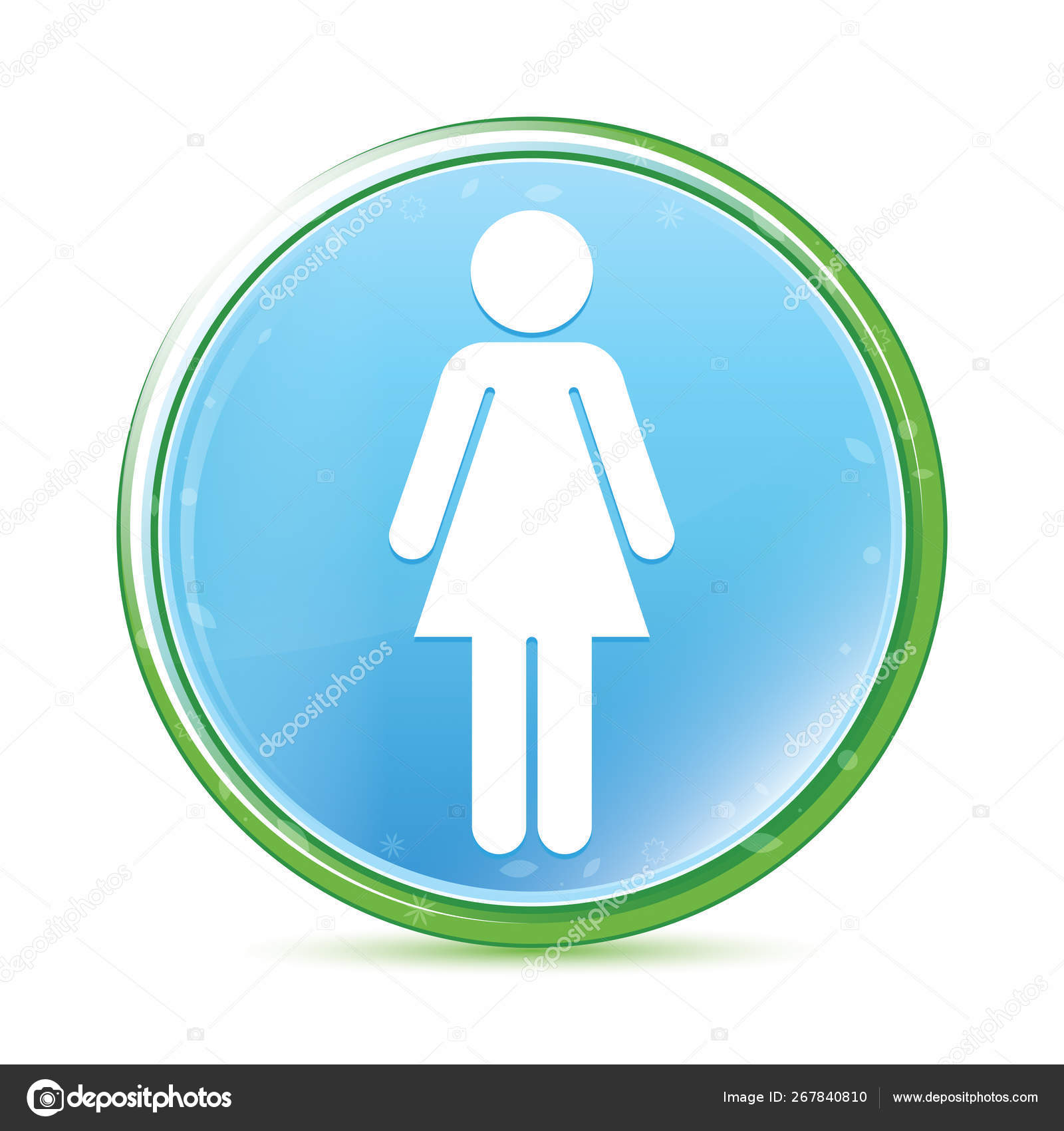 Woman icon natural aqua cyan blue round button — Stock Photo ...