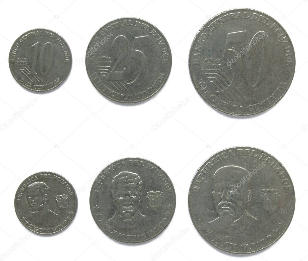 Set de 3 (tres) monedas ecuatorianas de 10, 25, 50 Centavos lote de ...