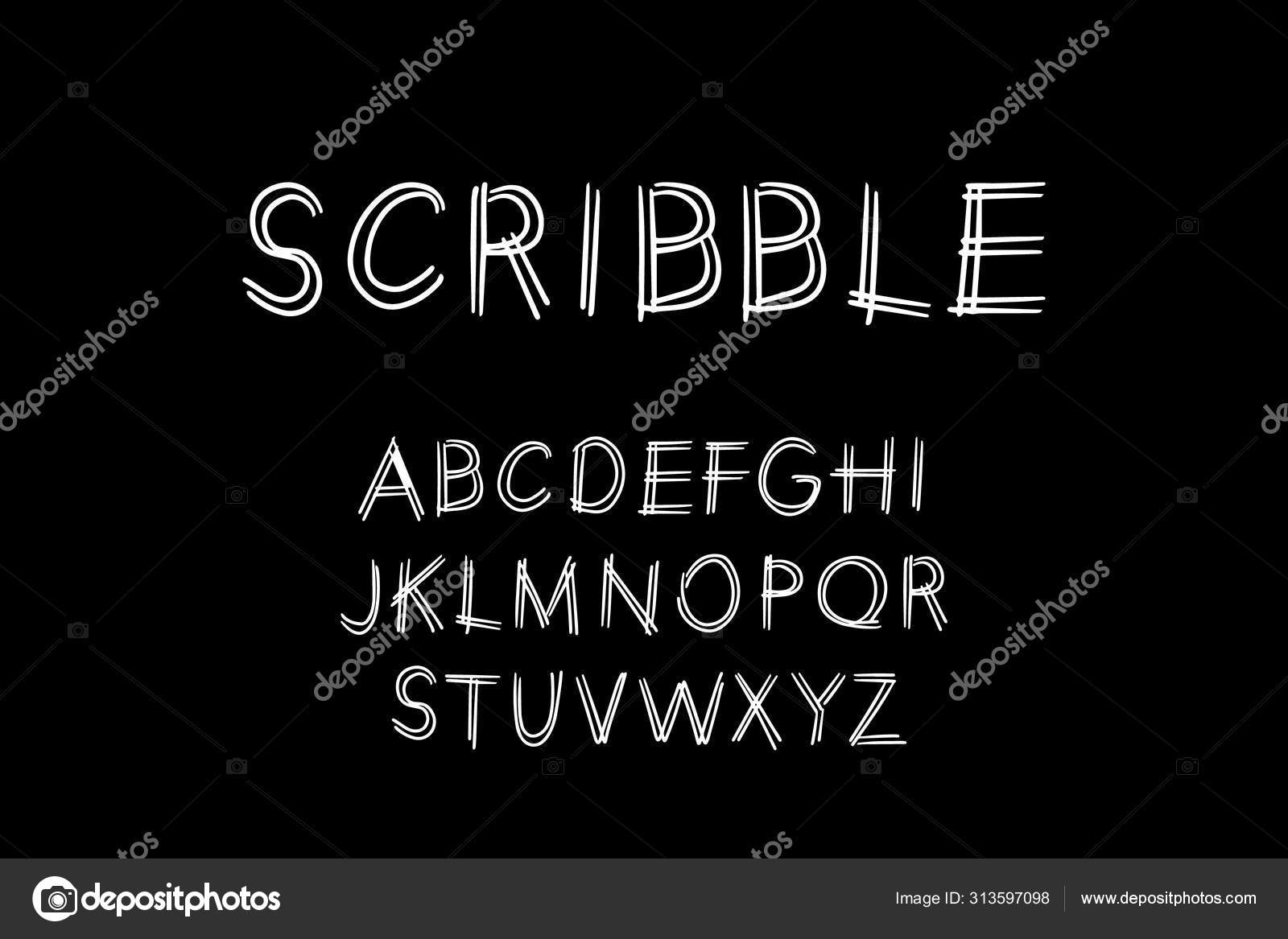 Scribble hand drawn vector type font in cartoon style lettering Stock ...