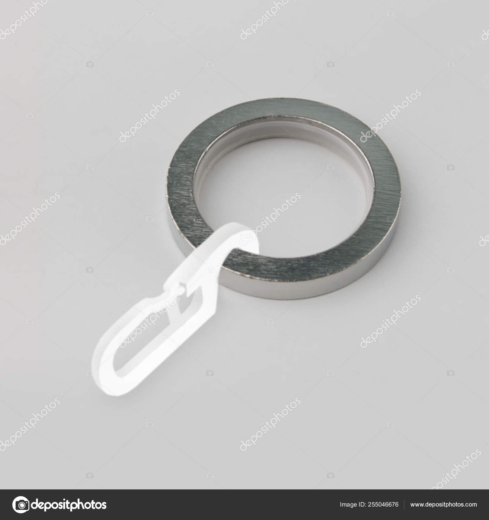 Curtain Metal Ring Plastic Hanger Cornice Pole Grey Background — Stock ...