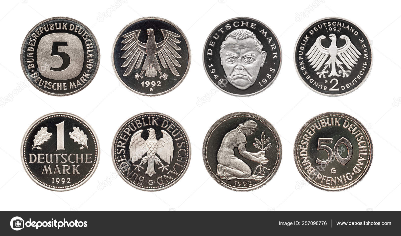 Germany German mark coins set, isolated on white — Stock Photo ...