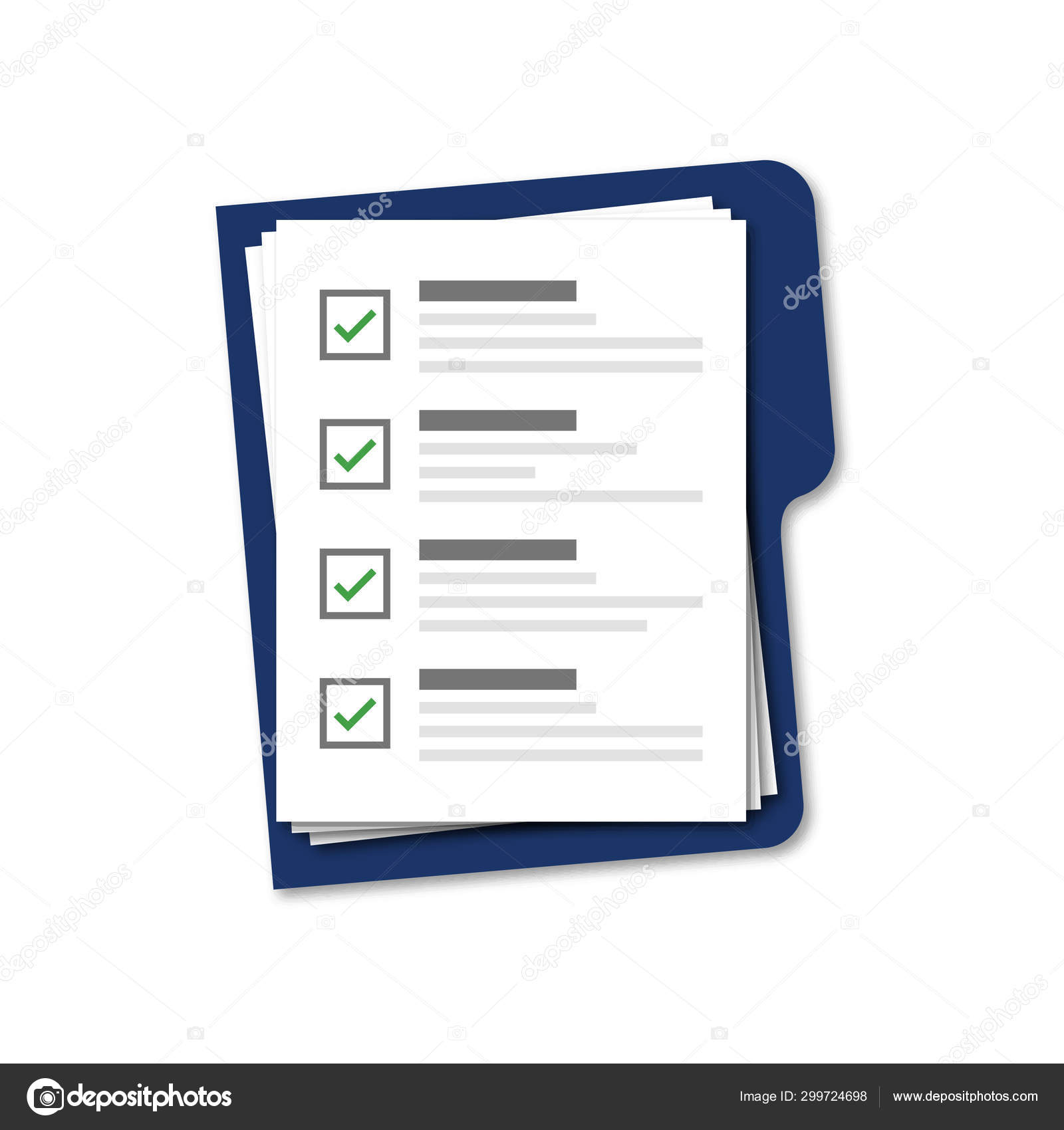 Carpeta azul con lista de verificación vector aislado sobre fondo ...