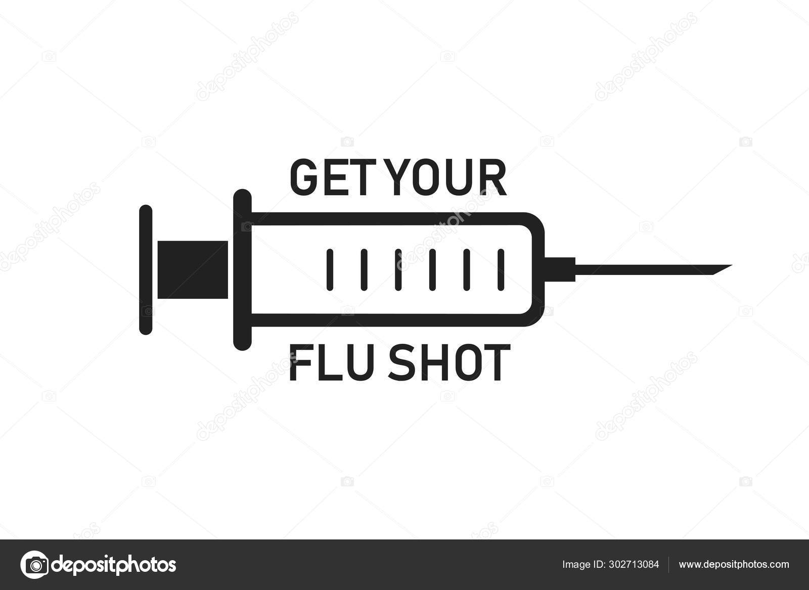 Get your flu shot. Health care vaccine sign. Syringe icon. Clinic flu ...
