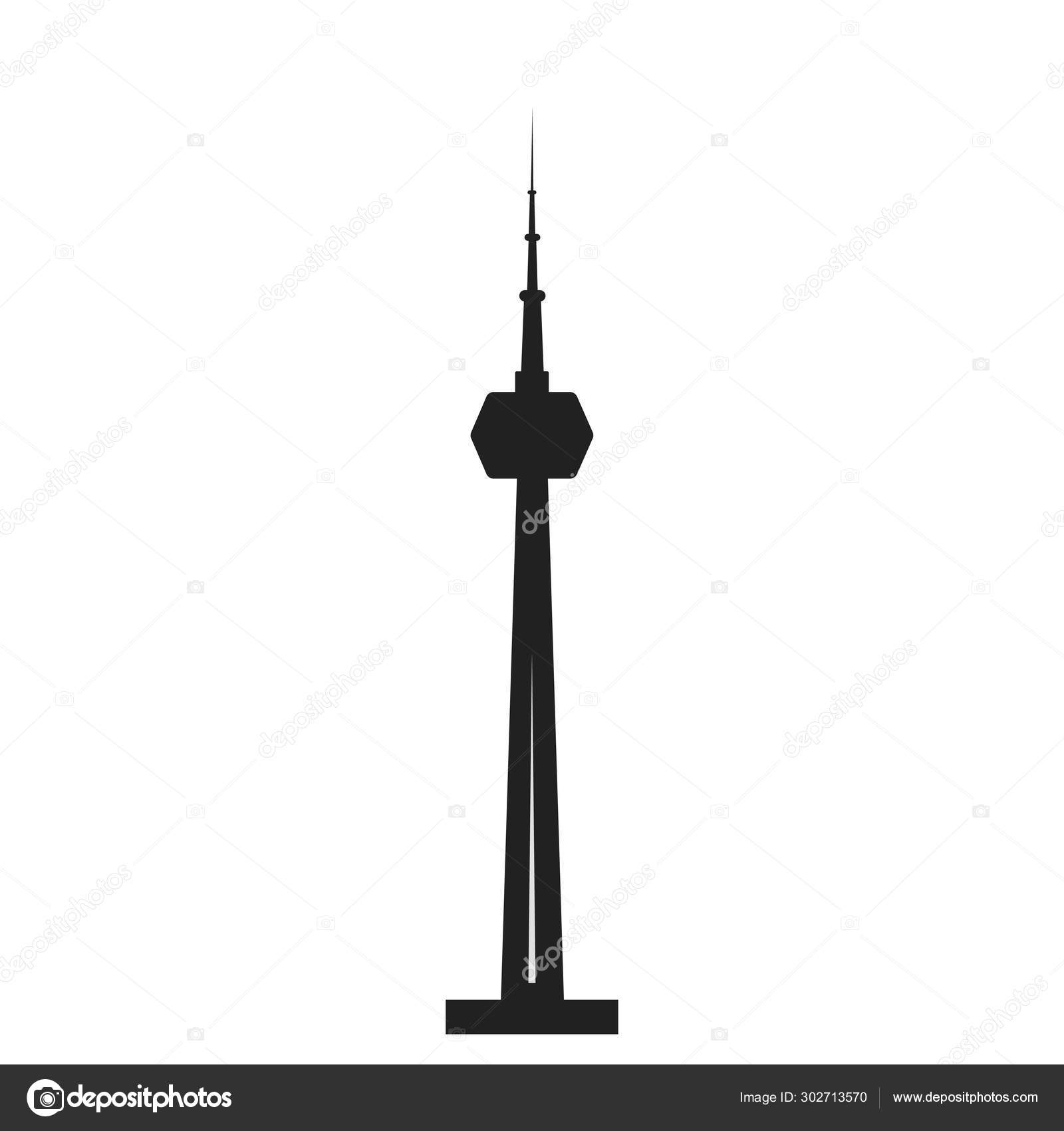 CN tower icon. Silhouette vector illustration. Architecture concept ...