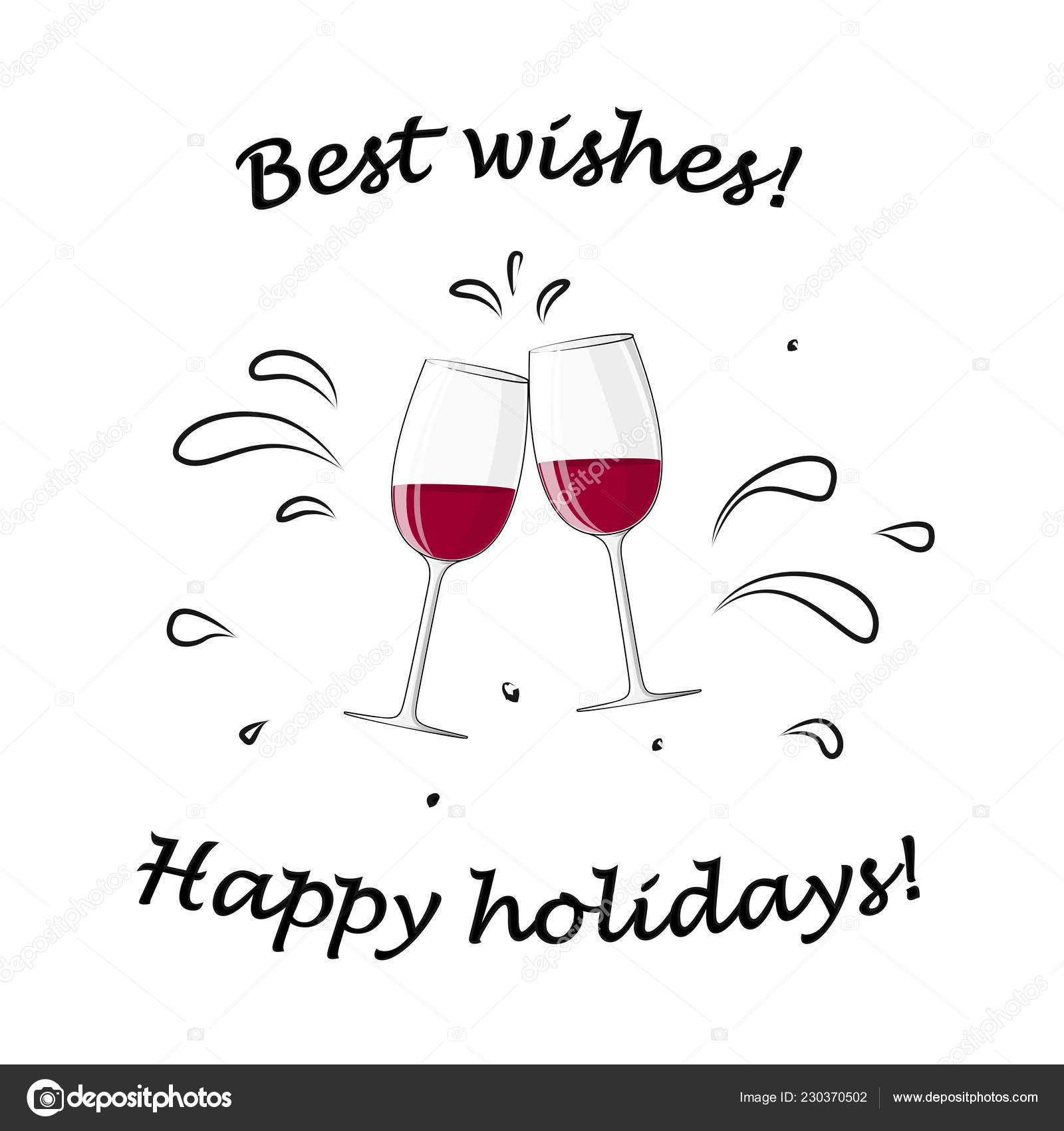 Two Glasses Red Wine Cheers Best Wishes Text Isolated White Stock ...
