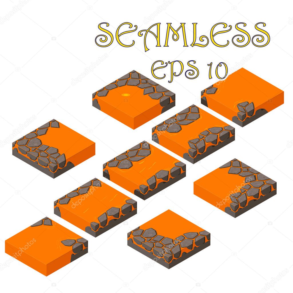 Isométrico vector de lava cubo sin costura 2024