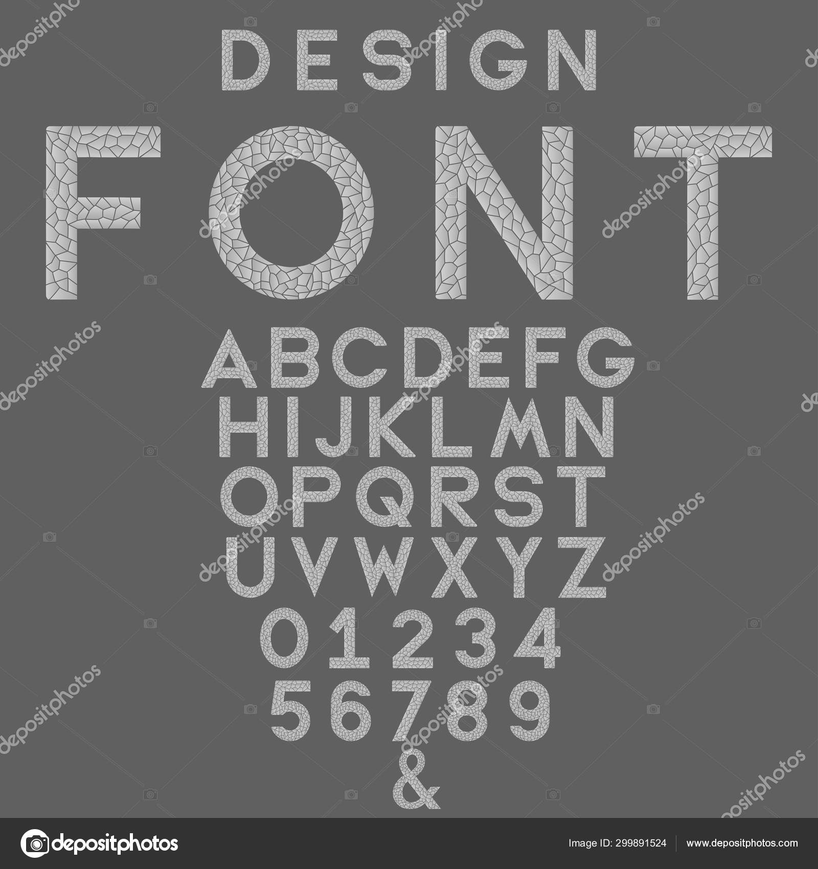 Creative design alphabet, numbers with texture. Abstract vector — Stock ...