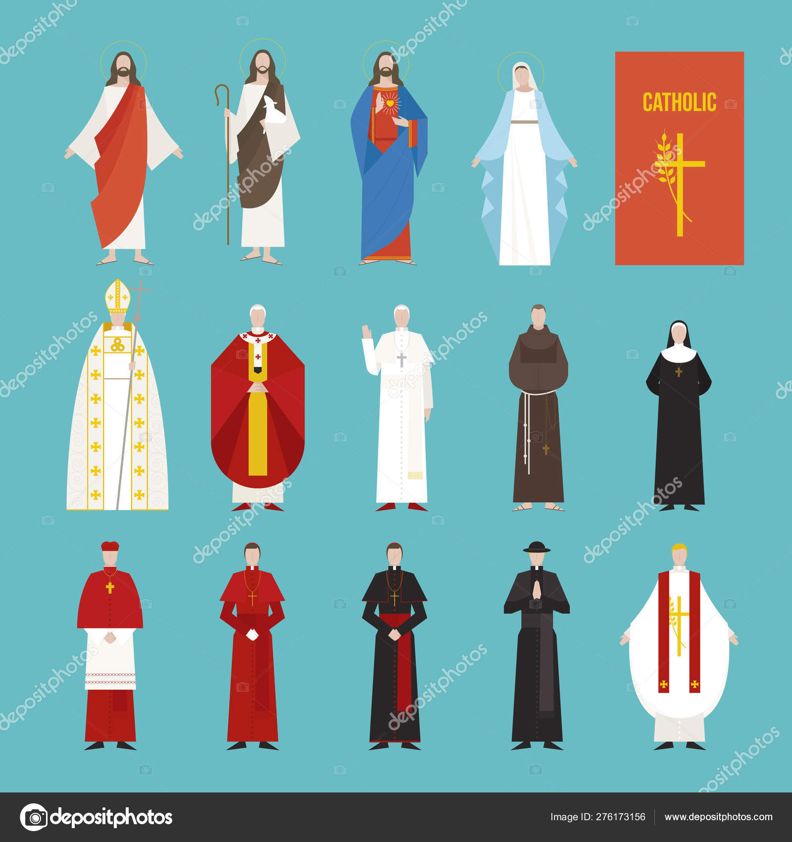 Catholic Priest Character Flat Design Style Minimal Vector Illustration ...