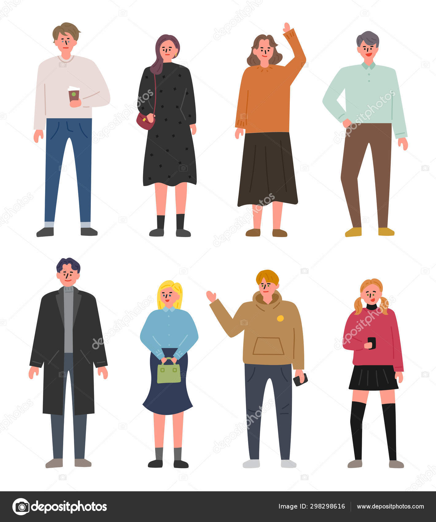 People Characters Various Fashion Styles Flat Design Style Minimal ...