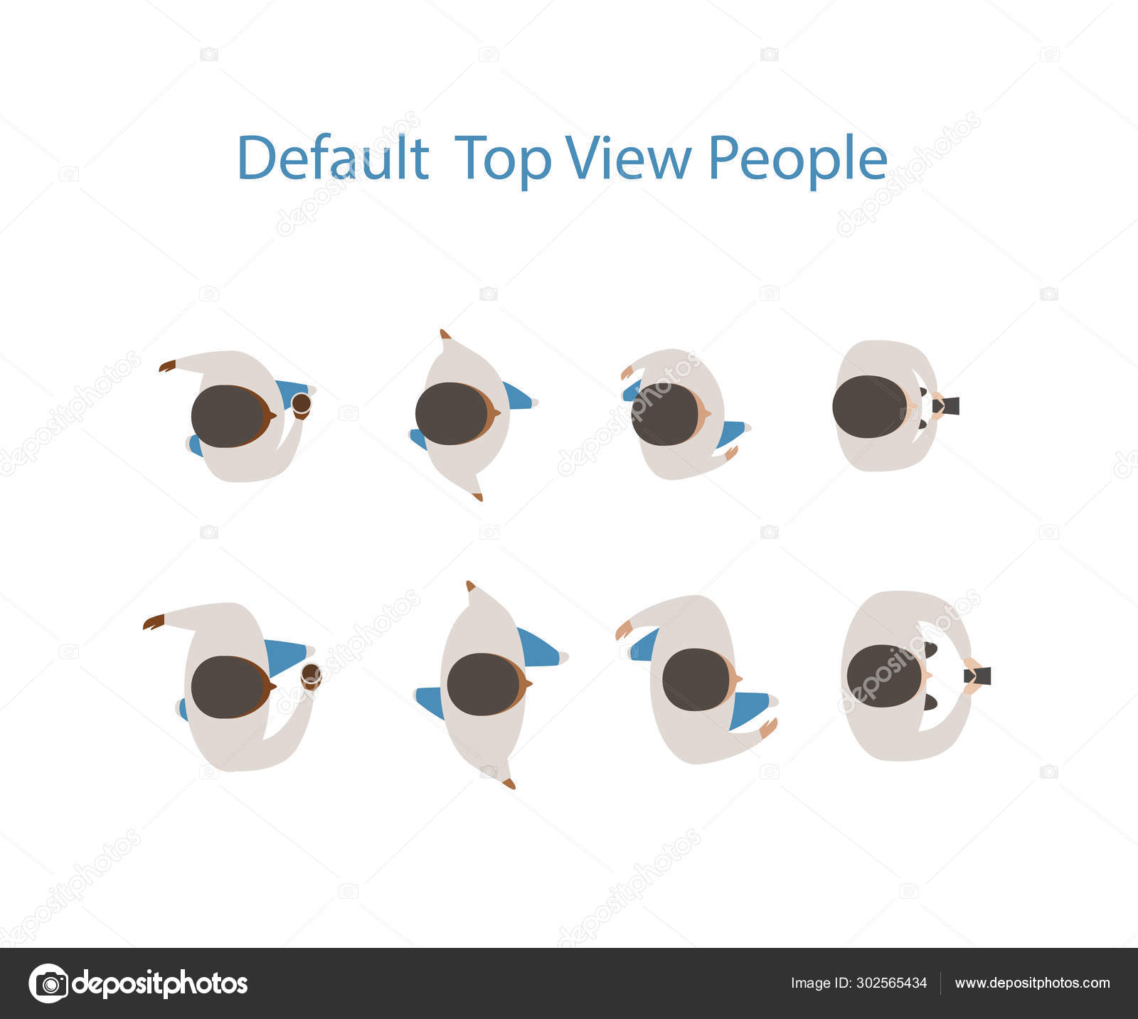 Top View People Flat Design Style Minimal Vector Illustration Stock ...