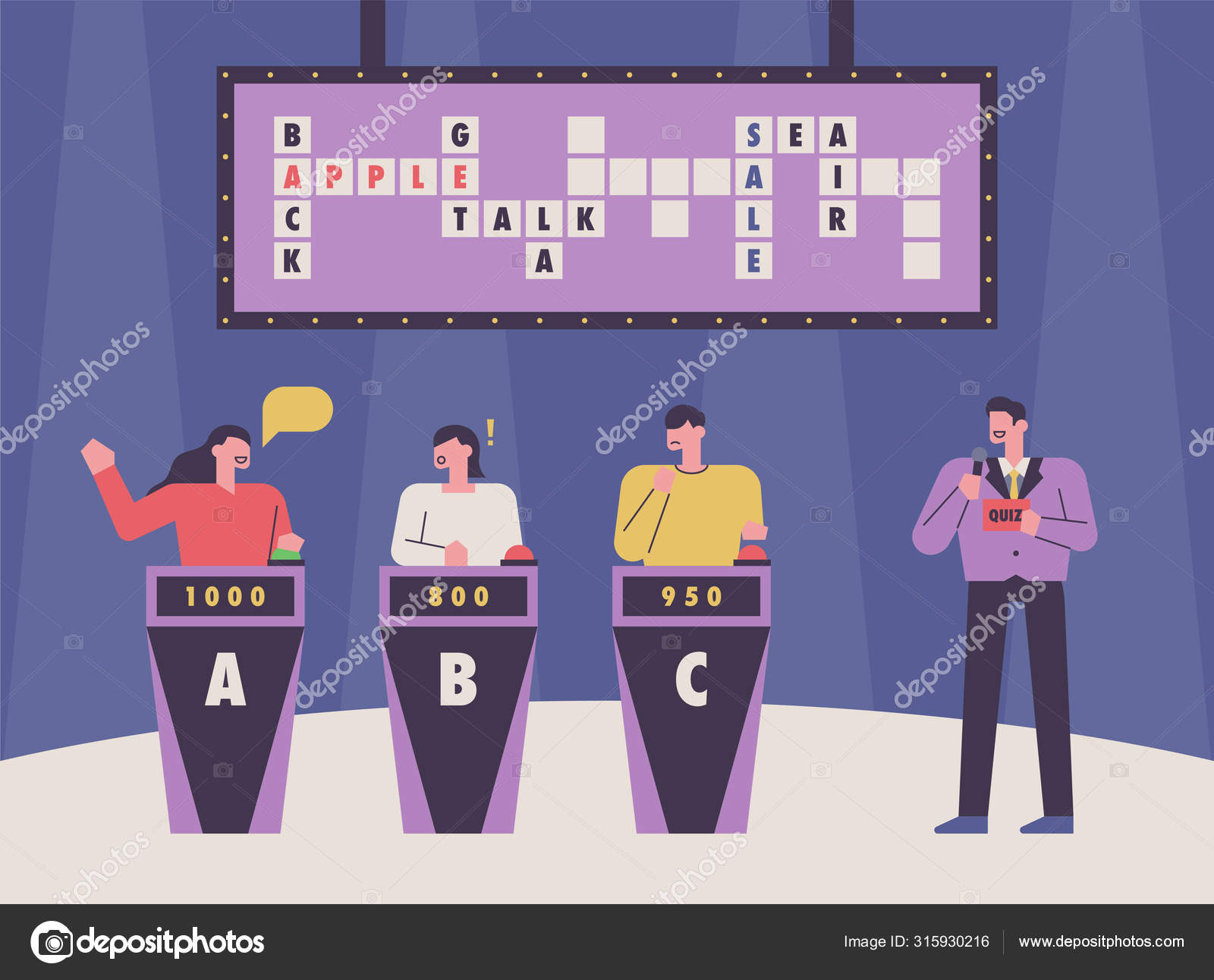 Broadcasting Studio Challenger Moderator Quiz Show Stock Vector by ...