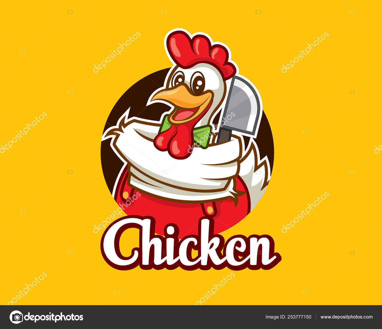 Caricatura Lindo Personaje Mascota Pollo Con Cleaver Vector Ilustración ...