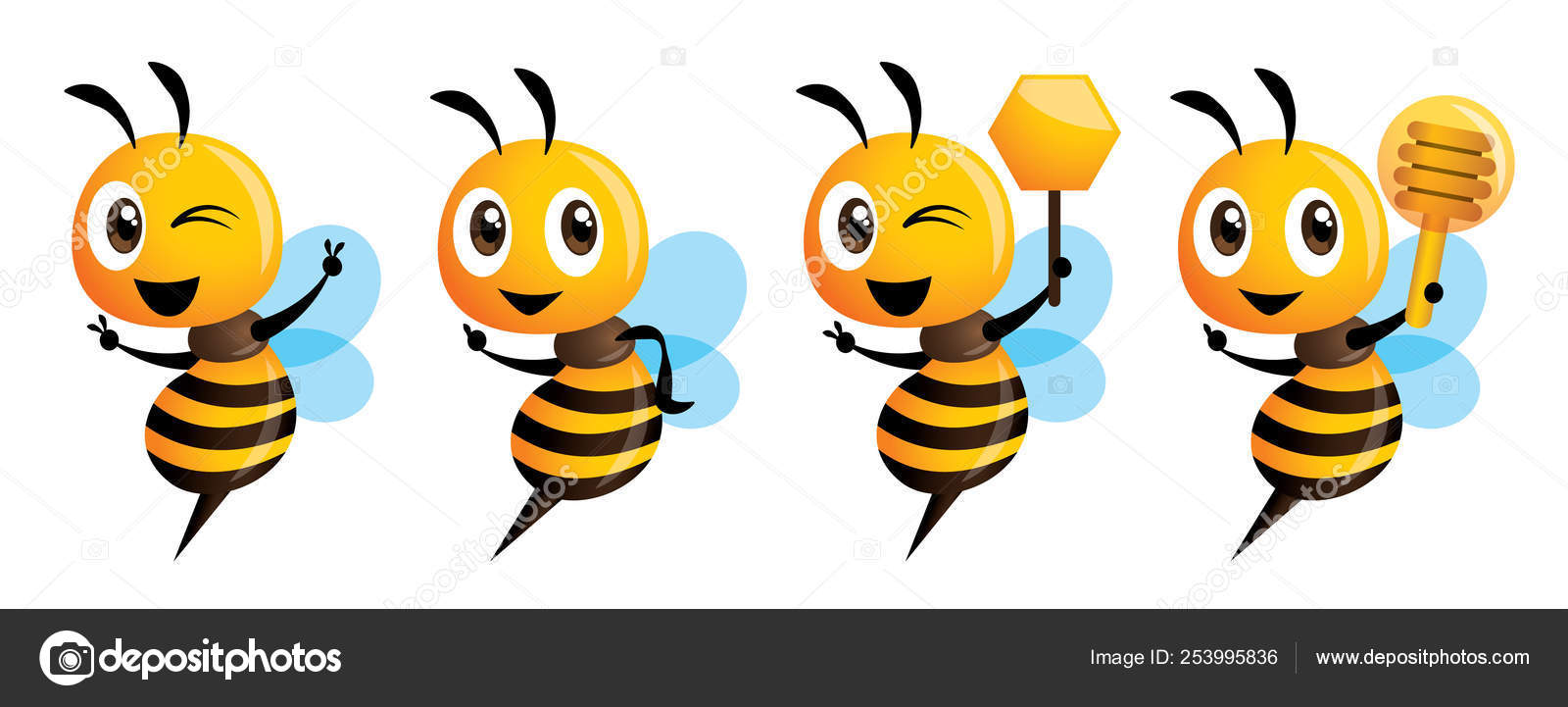 Cartoon Niedlichen Bienen Maskottchen Serie Cartoon Niedliche Biene ...