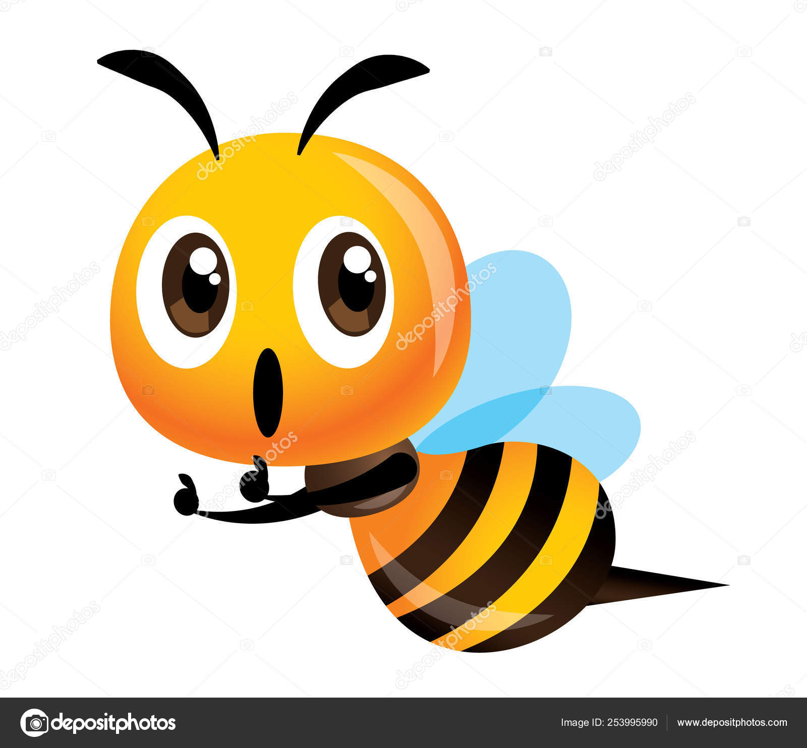 Cartoon Cute Bee Thumb Excited Expression Stock Vector by ©Charactoon ...