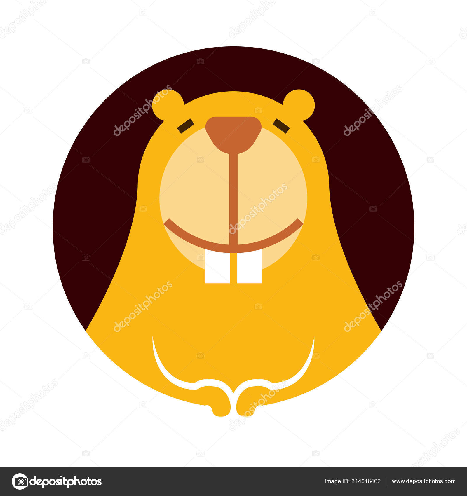 Cartoon Cute Little Beaver Character Smiling Big Teeth Vector Character ...