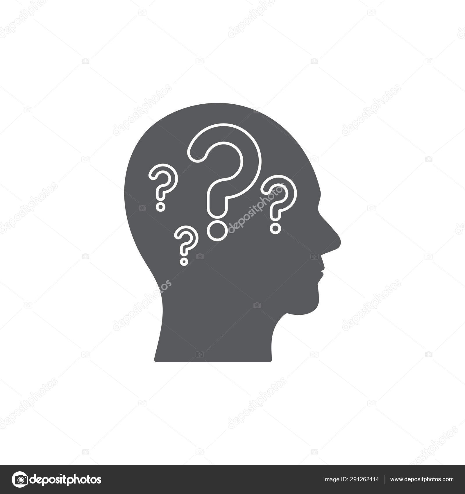 Head with question mark vector icon isolated on white background Stock ...
