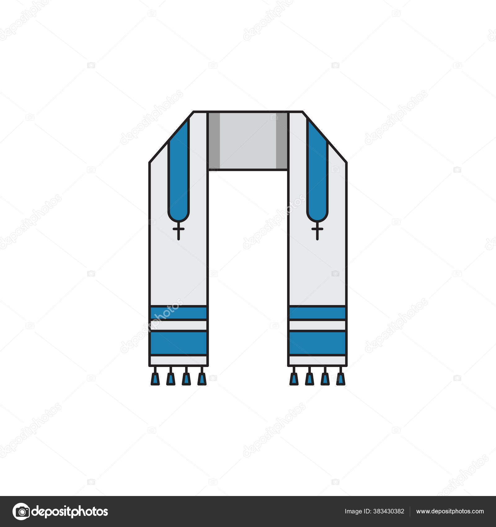 Hebrew Tallit Vector Icon Symbol Isolated White Background Stock Vector ...