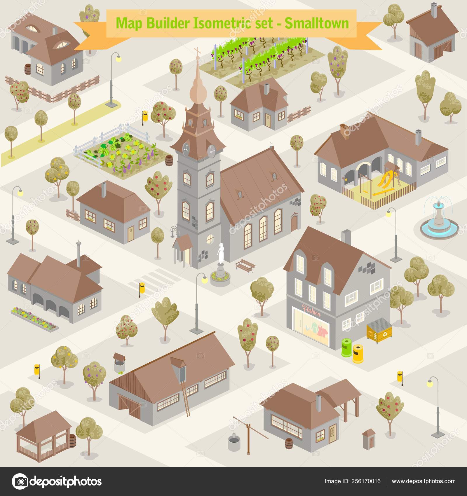 Map Village Top View House Road River Adventure Vector Illustration ...