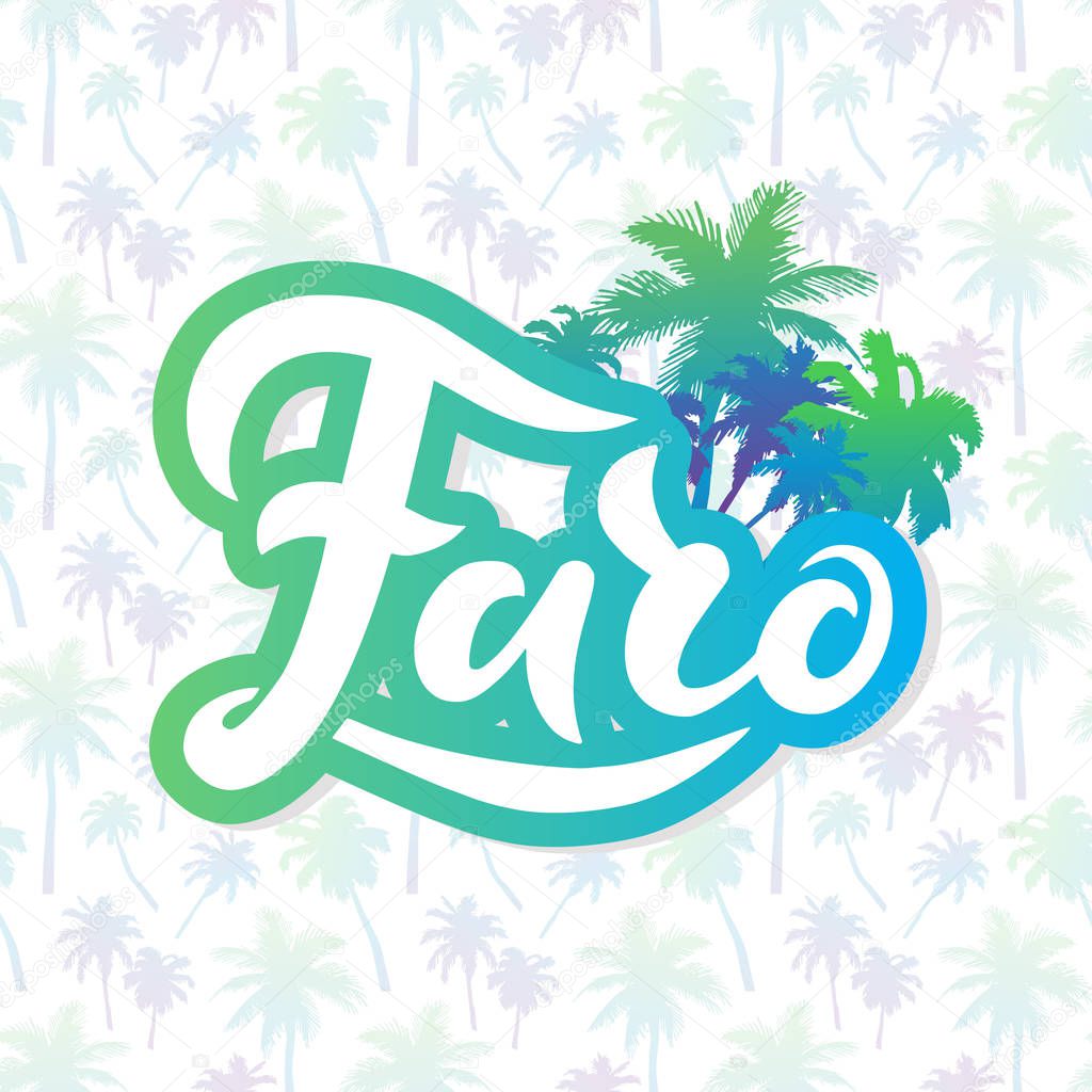 Faro. Letras únicas de la ciudad de Portugal. Bonitas letras. Logotipo ...