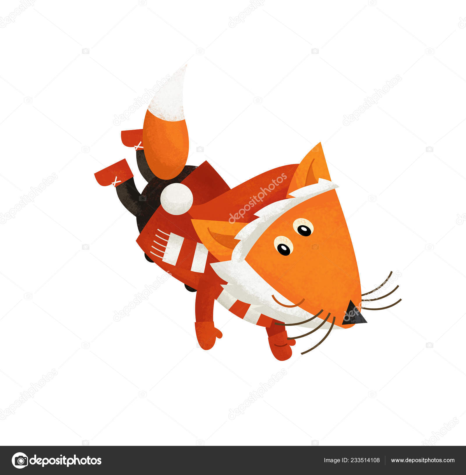 Cartoon Scene Fox Santa Claus White Background Illustration Children ...