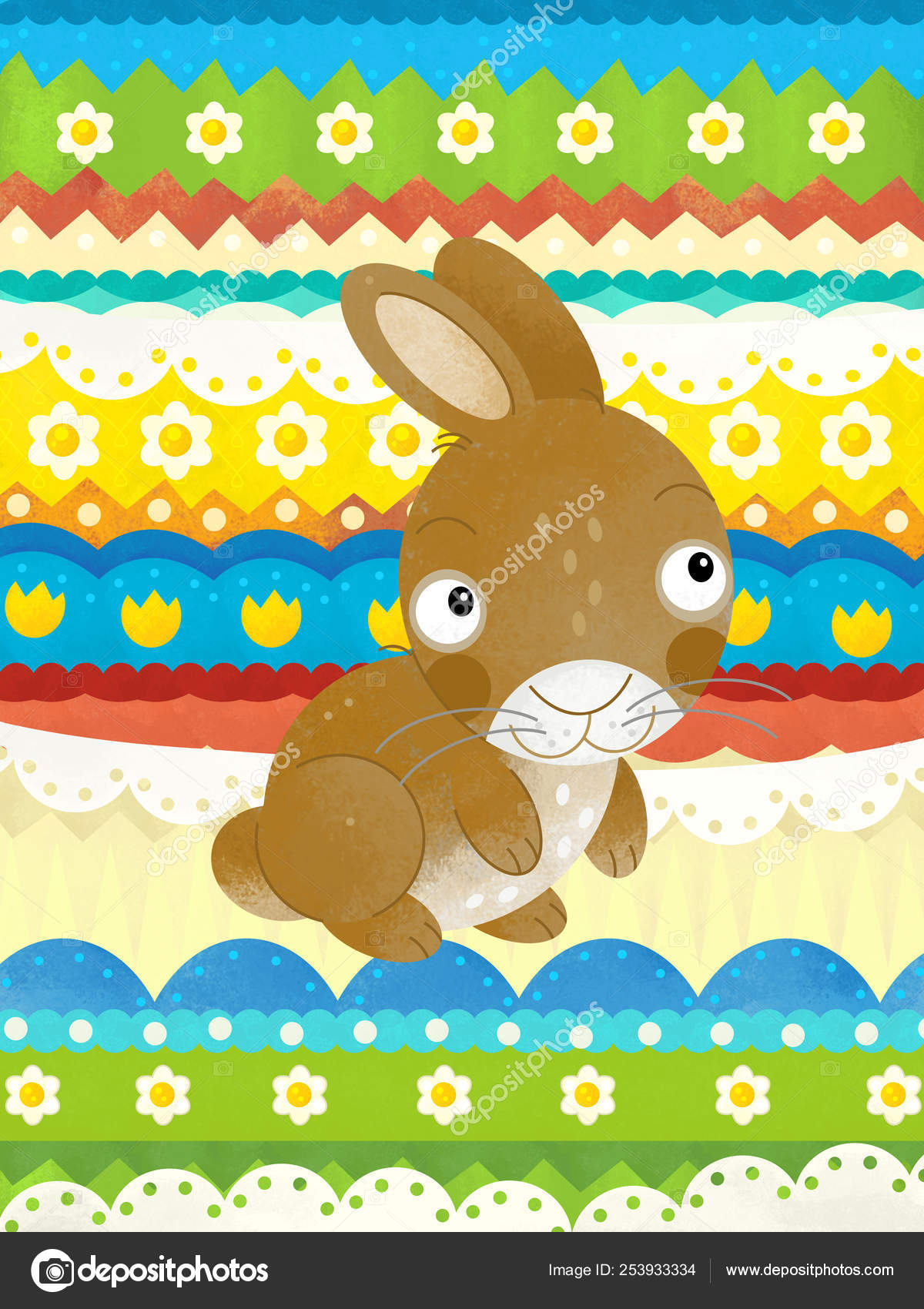 Cartoon scene with easter rabbit - happy easter card - illustration for ...
