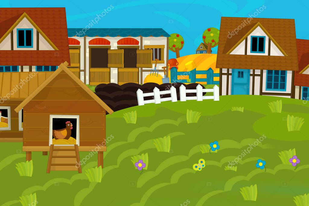 escena de granja rancho de dibujos animados para diferentes usos ...