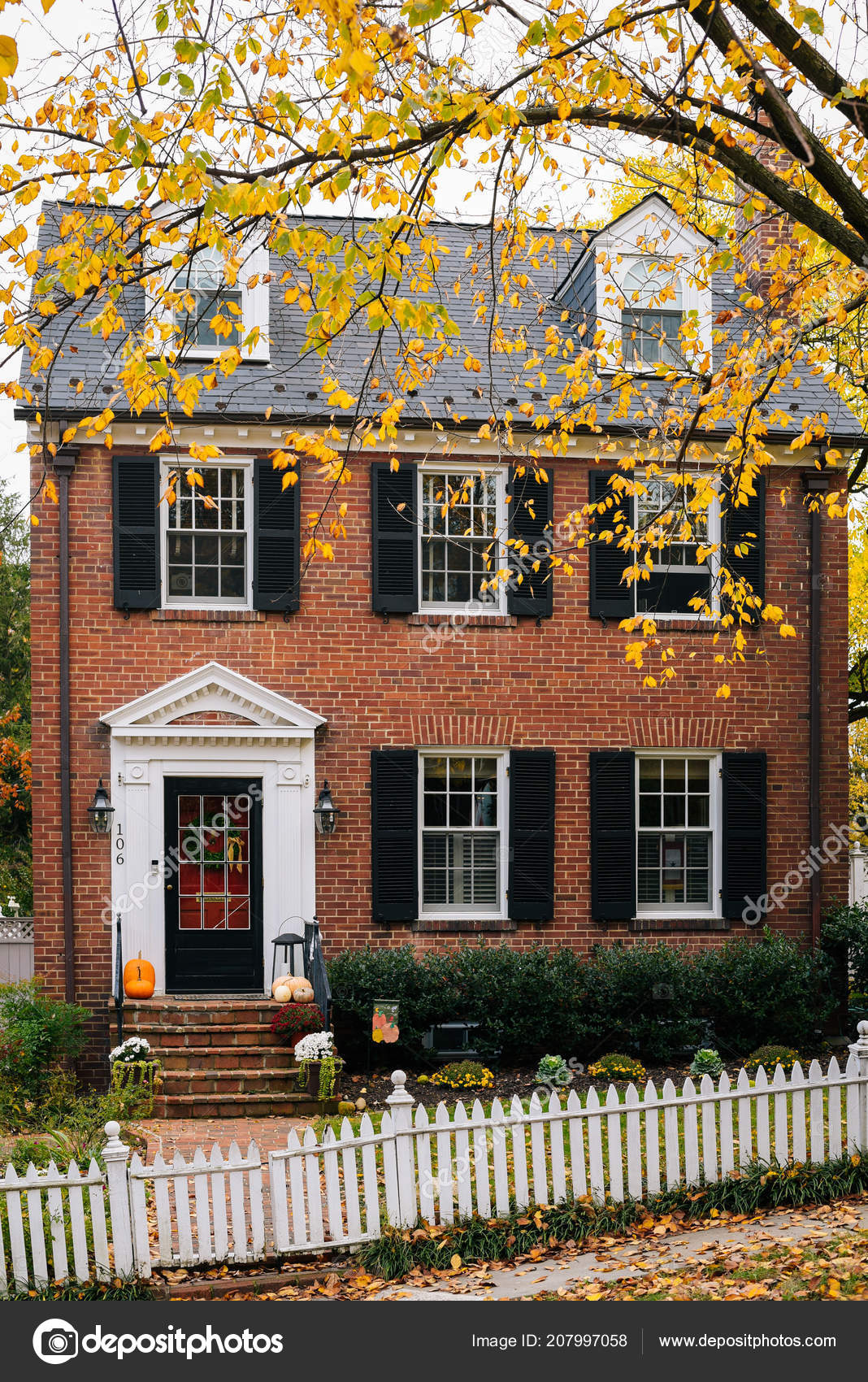 Brick House Fall Foliage Alexandria Virginia Stock Photo by ...