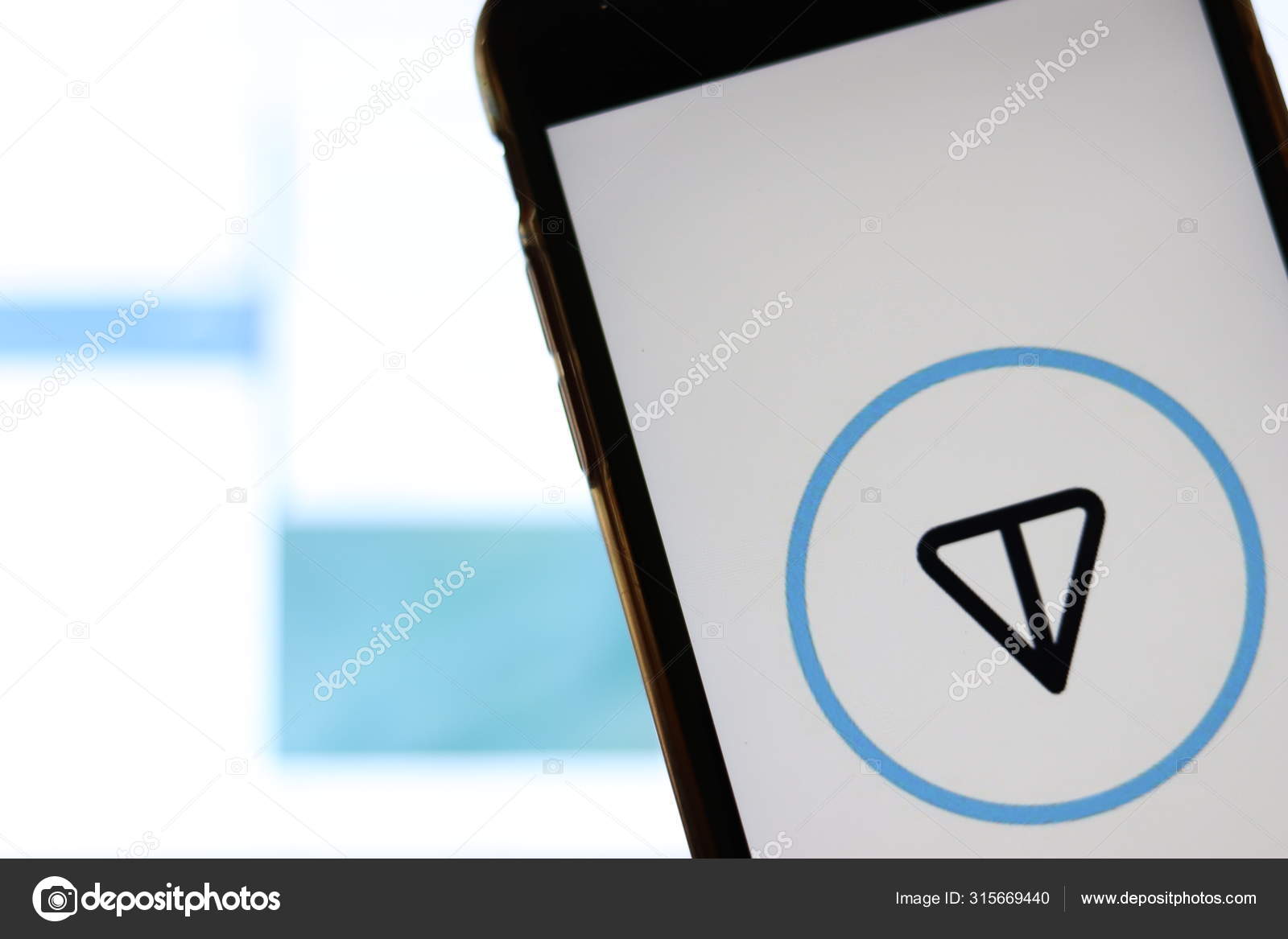 Mobile Phone Telegram Open Network Logo Screen Close Telegram App ...