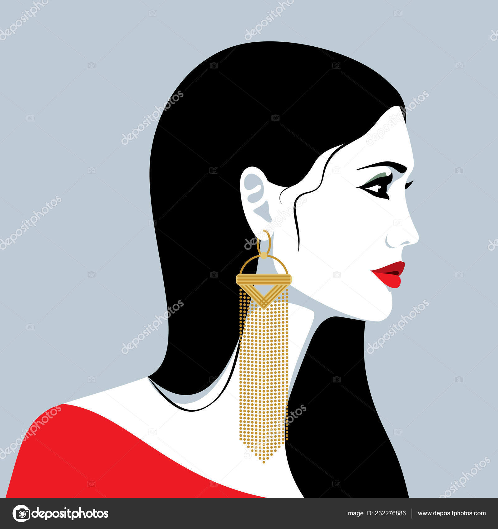 Profile Vector Portrait Beatiful Woman Long Earring — Stock Vector ... Profile Vector Portrait Beatiful Woman Long Earring — Stock Vector ...