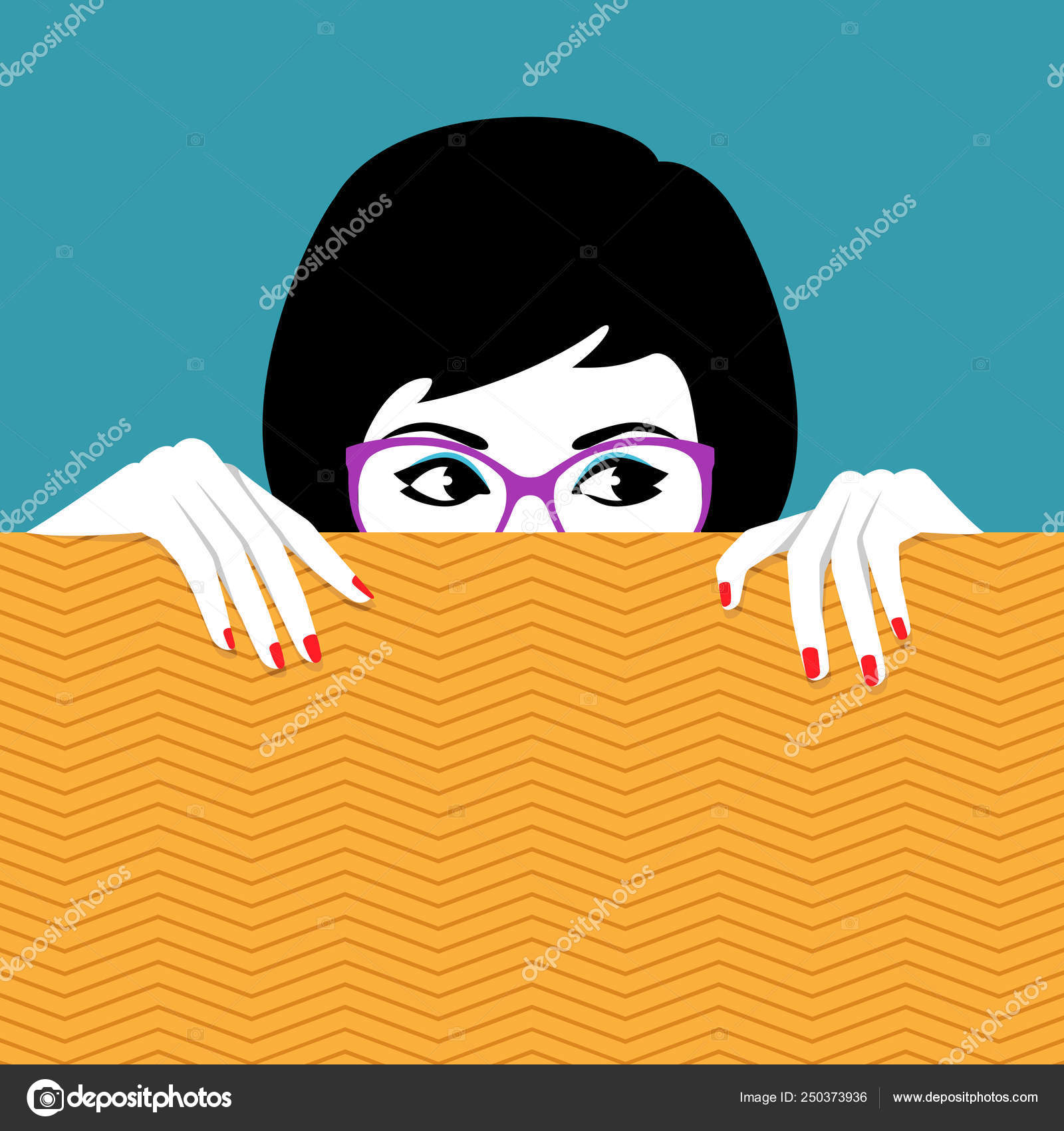 Woman hiding behind wall a watching Stock Vector by ©marzacz 250373936