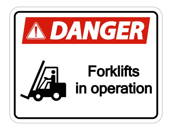 Caution forklifts in operation Sign on white background,vector ...