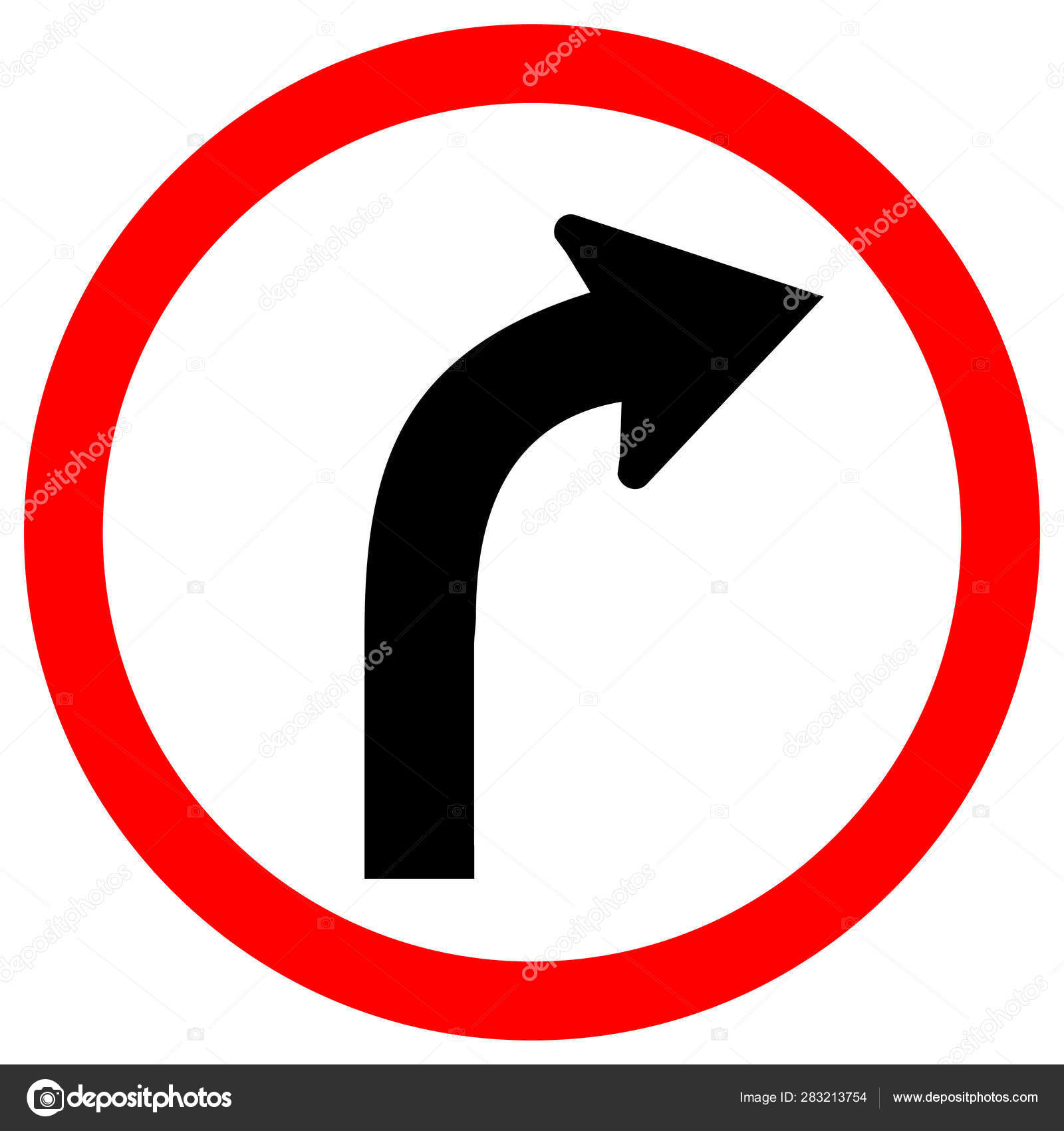 Curve Right Symbol Sign Isolate On White Background,Vector Illustration ...