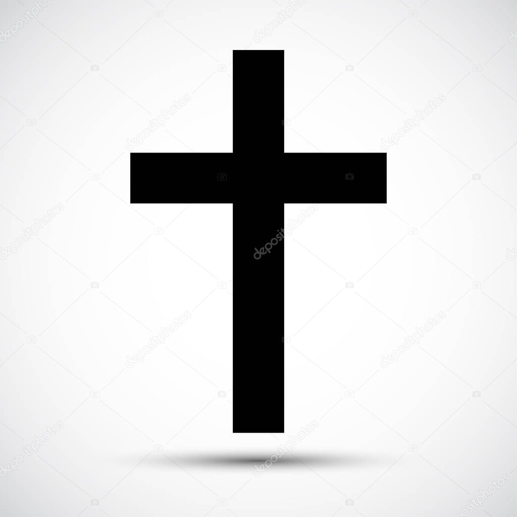Signo De Símbolo De Icono De Cruz Cristiana Aislado Sobre Fondo Blanco