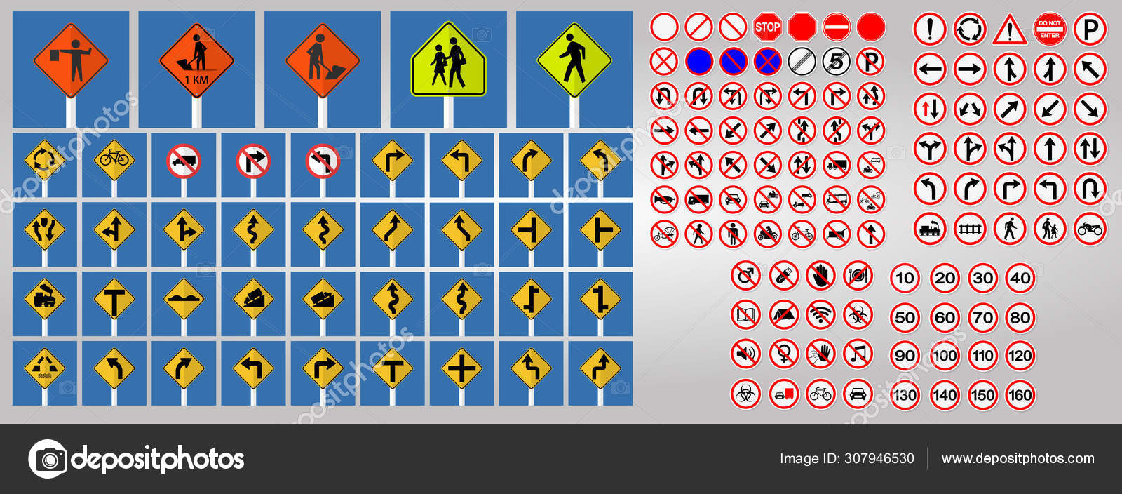 Set Traffic Signs,Prohibition,Warning Red circle Symbol Sign Isolate on ...