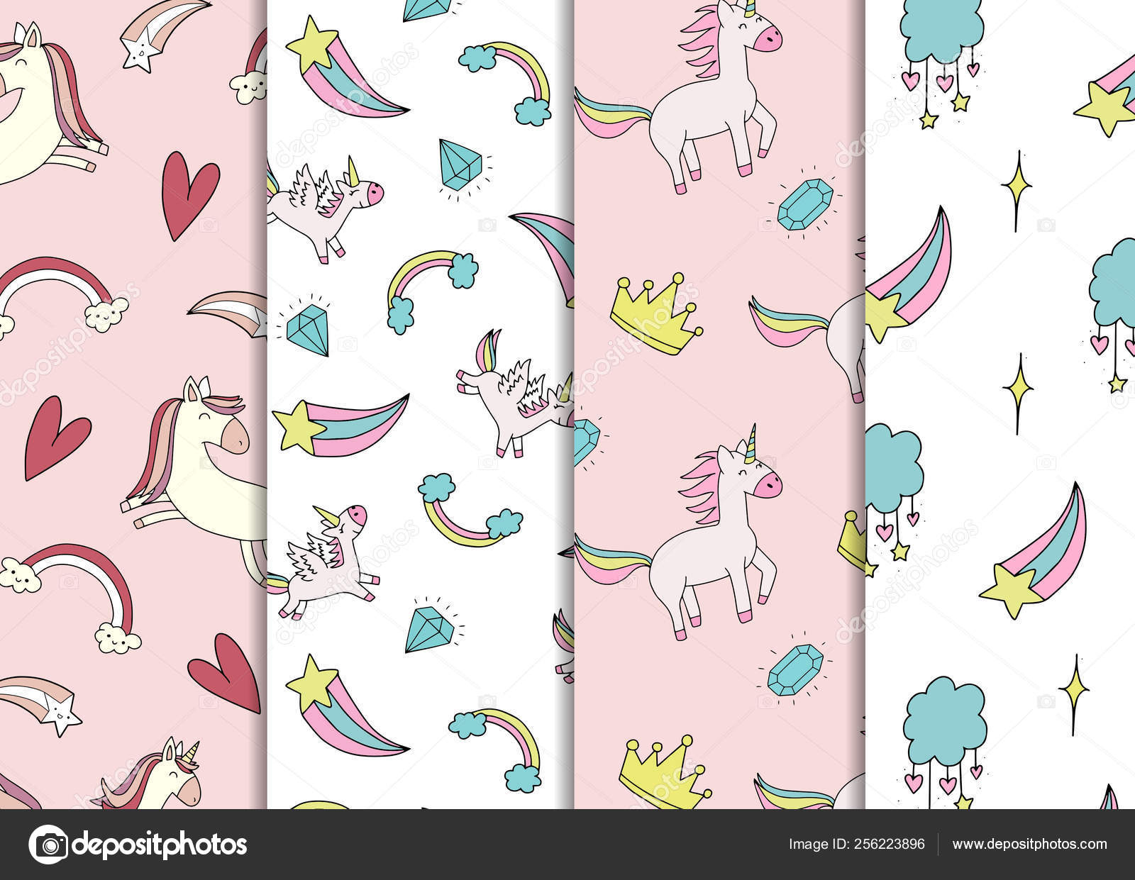 Unicorn Pattern Texture Background Unicorn Seamless Pattern Isolated ...